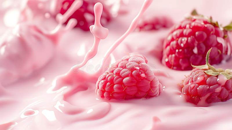 Fabulous Yogurt with Raspberry, Raspberry and Cream Stock Image - Image ...