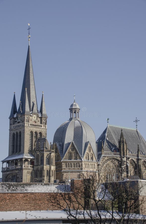 The Facade of the Aachen Cathedral Stock Photo - Image of deutschland ...