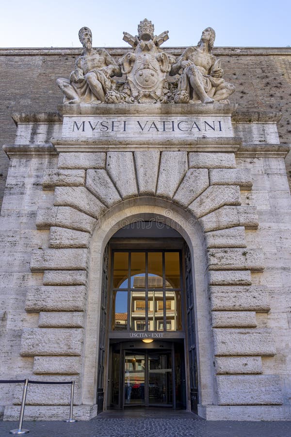 Facade and Access Door on the Outside of the Vatican Museum. Editorial ...