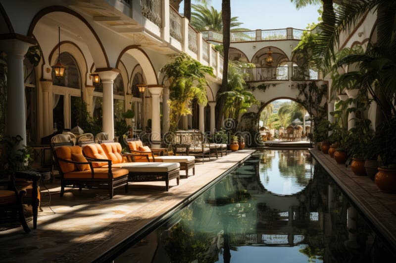 Facade of All Inclusive Hotel with Swimming Pool Stock Image - Image of ...