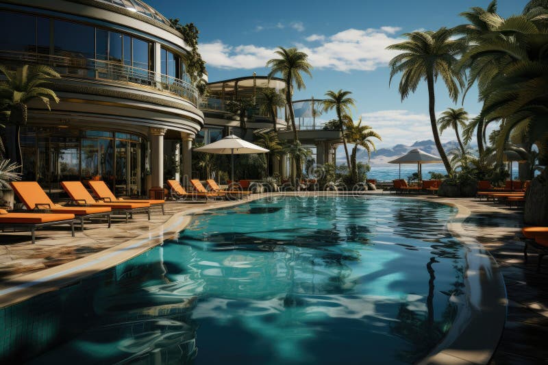 Facade of All Inclusive Hotel with Swimming Pool Stock Photo - Image of ...