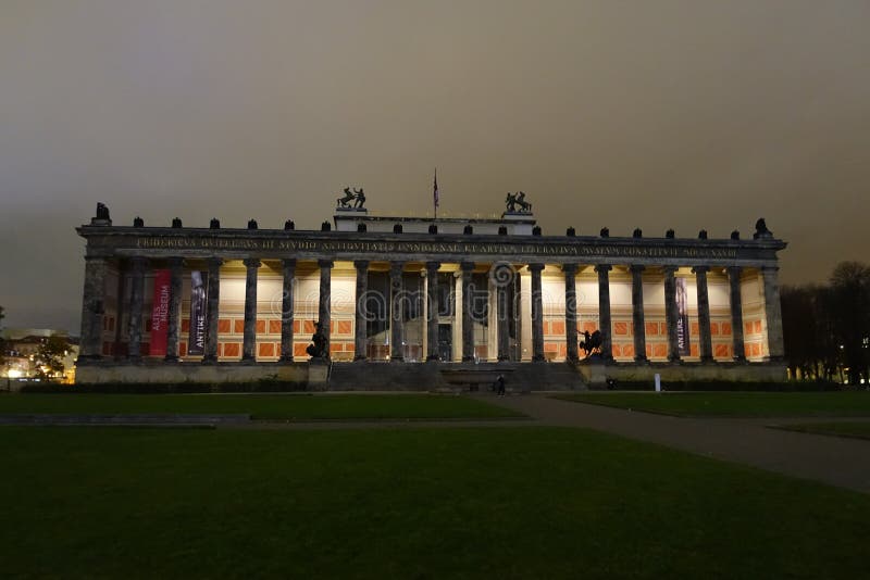 Facade of Altes Museum in Berlin at Night Editorial Stock Photo - Image ...