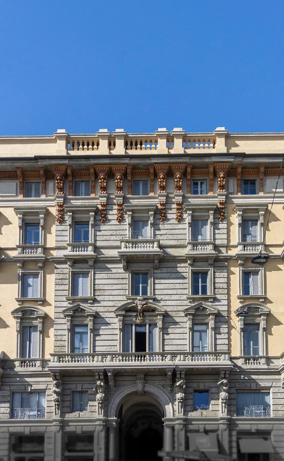 Facade of Ancient Architecture, Milan, Italy Stock Image - Image of ... Facade of Ancient Architecture, Milan, Italy Stock Image - Image of ...