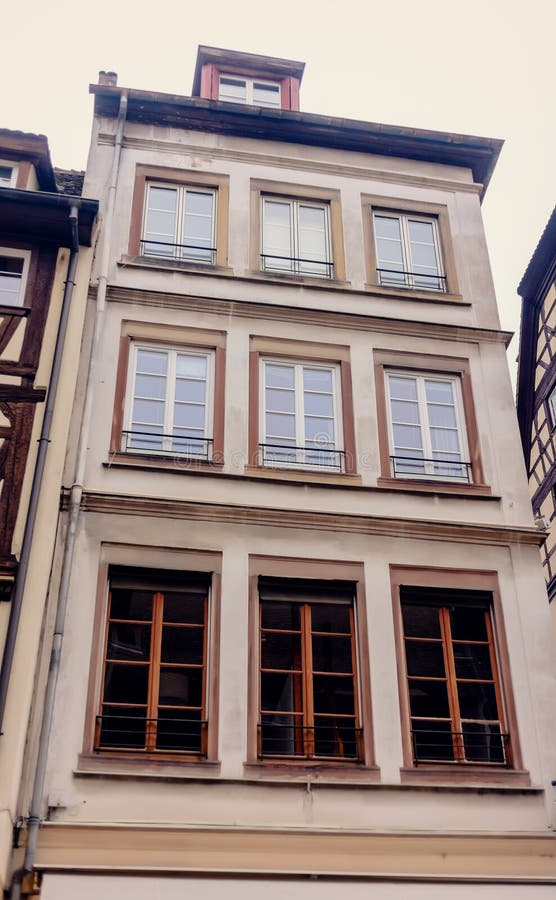 Facade Ancient Building with Large Windows of the European City Stock ...