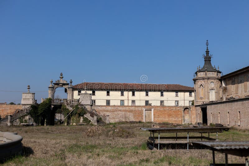 Facade of an Ancient Castle with Large Windows in Italy Stock Image ...