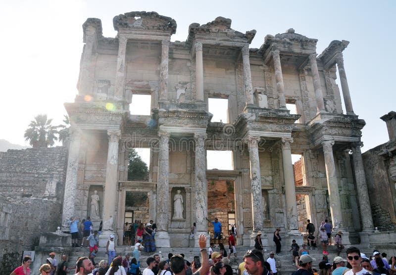 Facade of Ancient the Library of Celsus at Ephesus, Turkey Editorial ...