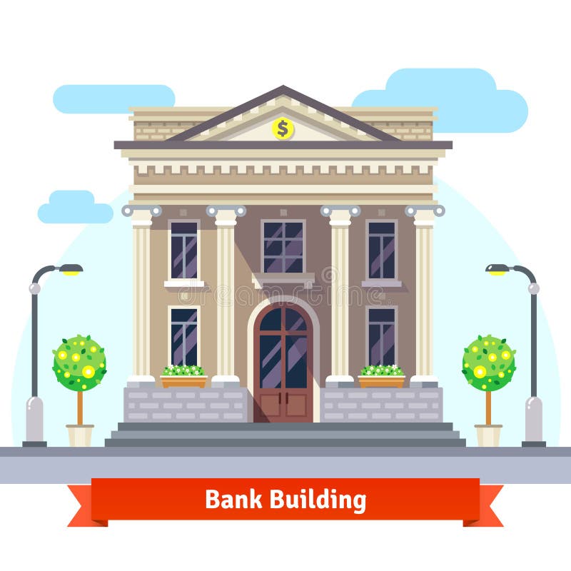 Bank Building in Flat Style Stock Vector - Illustration of business ...