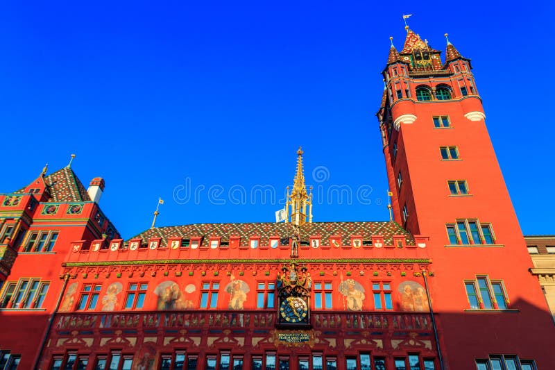 Facade of Basel Town Hall in Basel, Switzerland Stock Image - Image of ...