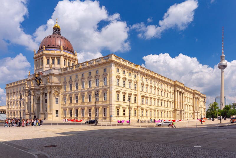 The Facade of the Berlin Castle Illuminated by the Sun. Stock Photo ...
