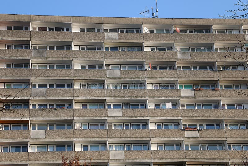 Facade of a Big Old Suburban Residential Building Stock Photo - Image ...
