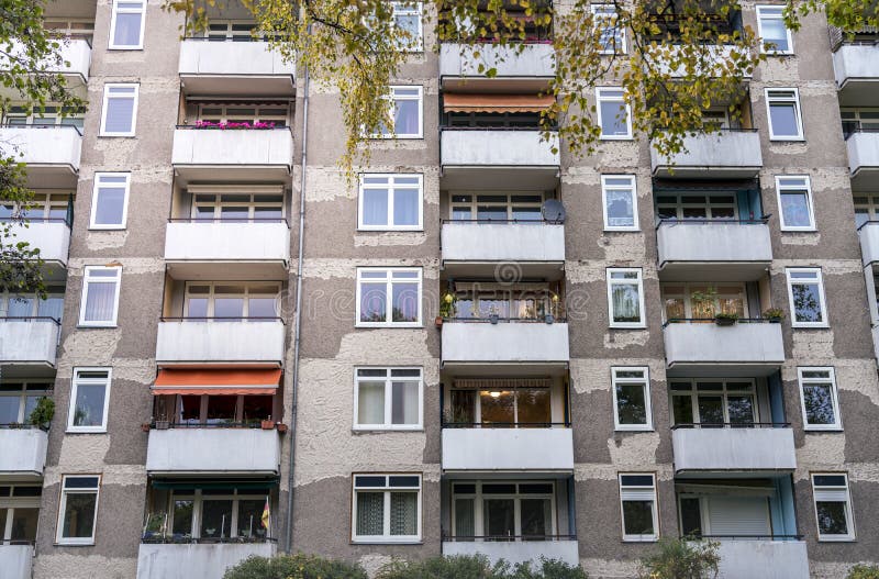 Block of Flats with Balconies that is Being Renovated Stock Photo ...