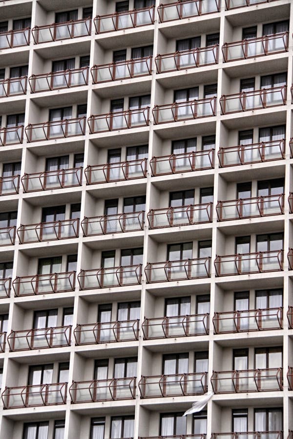 Facade of Block of Flats with Plenty of Small Balconies Stock Photo ...