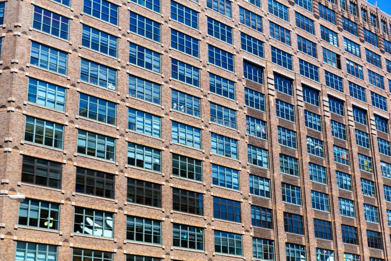 Facade of Brick Building with Wooden Windows. Stock Image - Image of ...