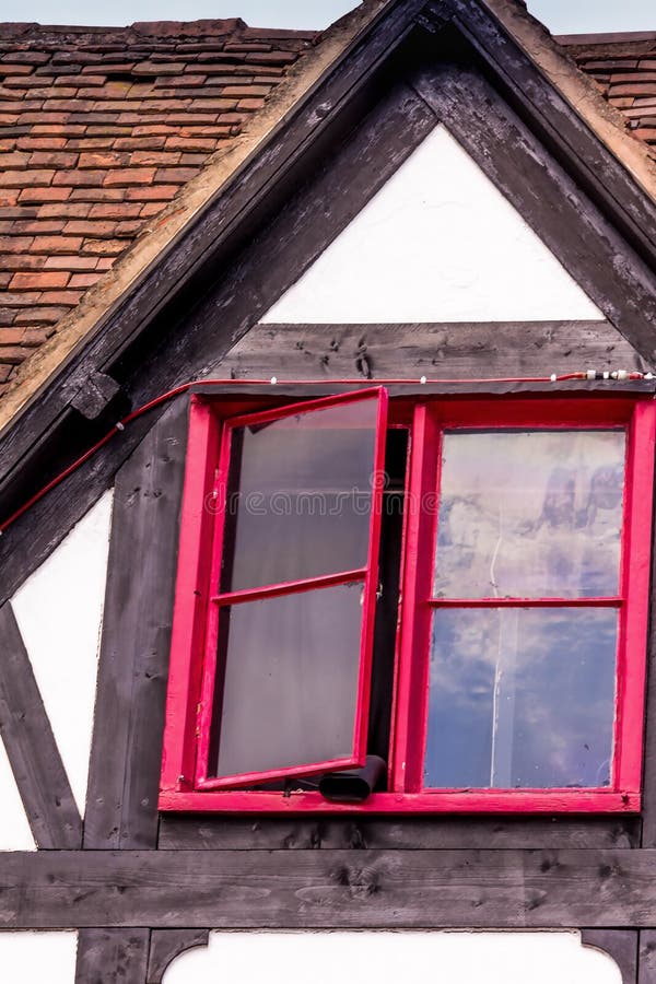 British Vintage House Windows in the Old Town. Stock Image - Image of ...