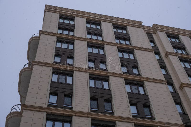 Facade of a Brown Building. Stock Image - Image of firm, space: 269606231