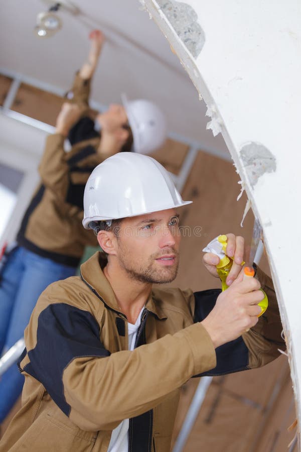 Facade Builder Plasterer at Work Stock Photo - Image of contractor ...