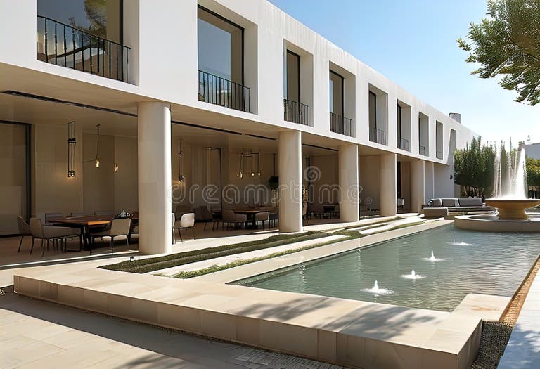 Facade of a Building in Andalusian Design, Rectangular Shape, Long ...