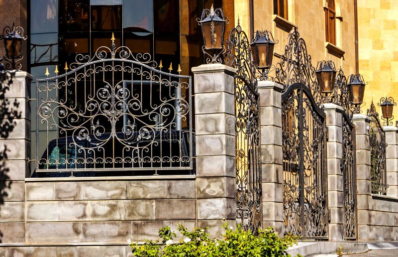 Beautiful metal fence stock photo. Image of architecture - 243915036