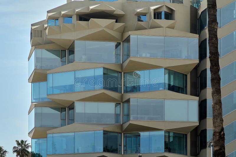 Glass Balconies in the City of Tarragona. Stock Photo - Image of facade ...