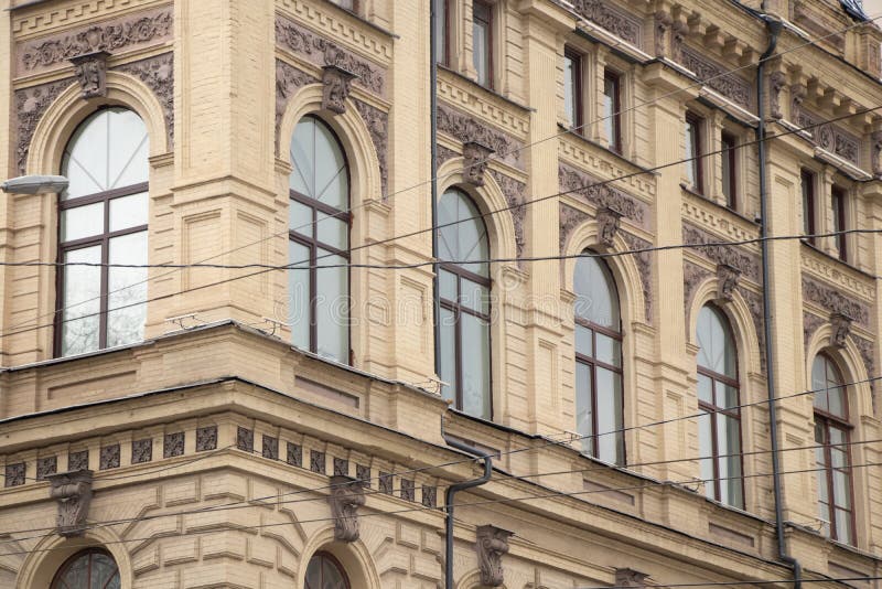 Facade of a Building in the Center of Dnipro City in Ukraine ...