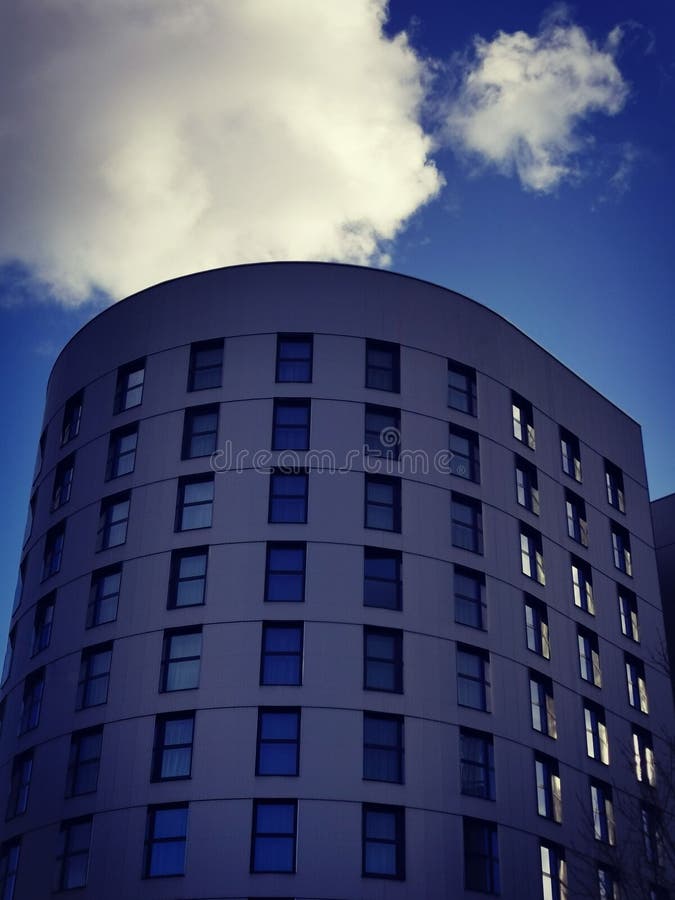 A Facade of a Building with a Color Gradient of Blue Stock Image ...