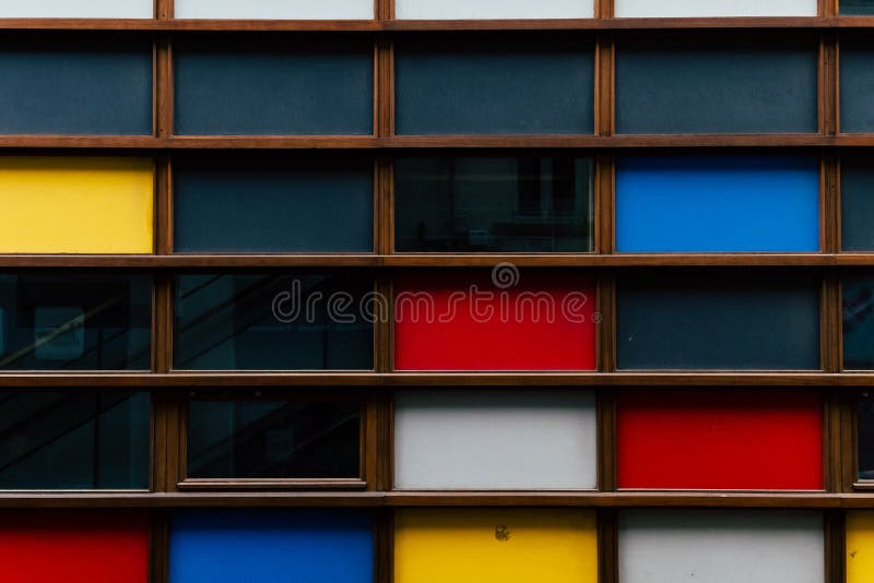 Facade of a Building with Colored Rectangles Stock Photo - Image of ...
