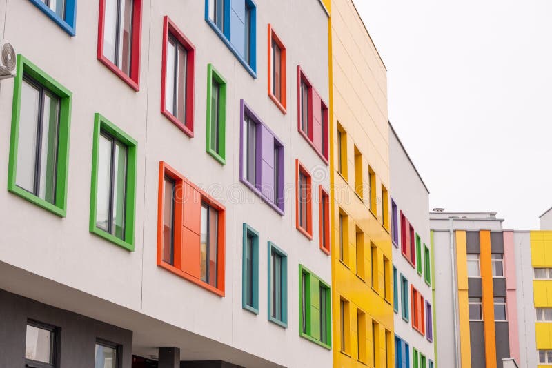The Facade of the Building is Decorated with Different Colors of ...