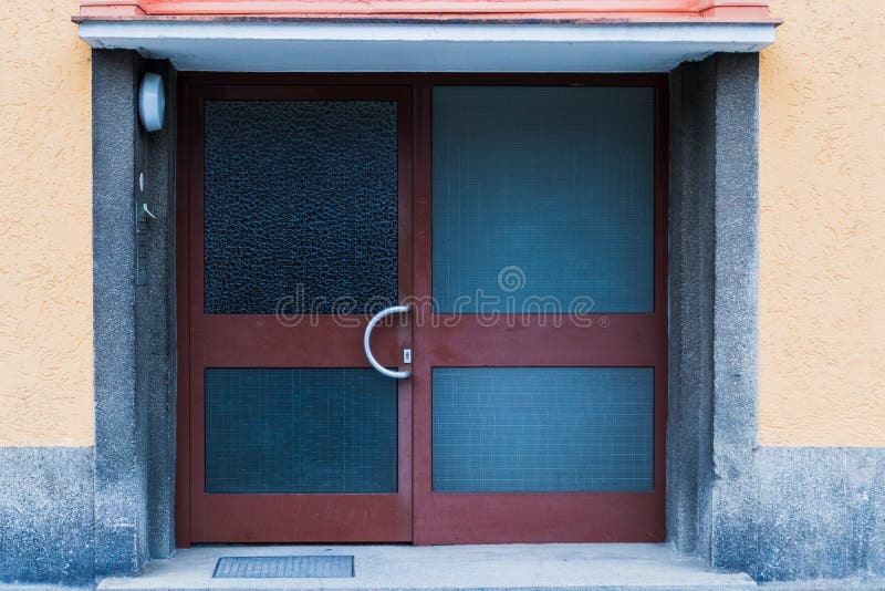 A Facade Building with Doors and Windows Stock Image - Image of front ...
