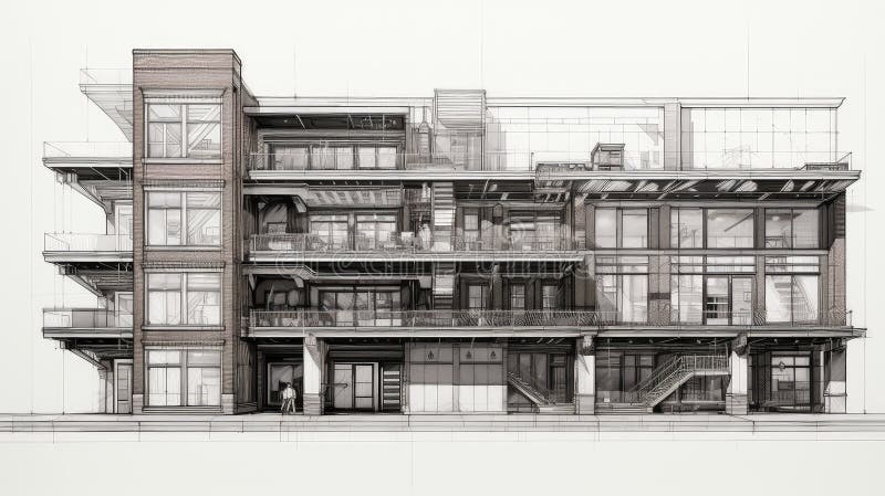 Facade building elevation stock illustration. Illustration of ...