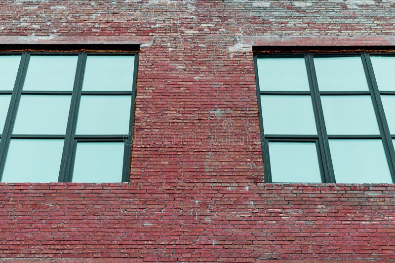 Facade of the Building with Large Square Windows Stock Image - Image of ...