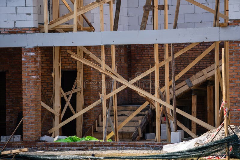 Facade of Building Made from White Blocks with Big Windows Under ...