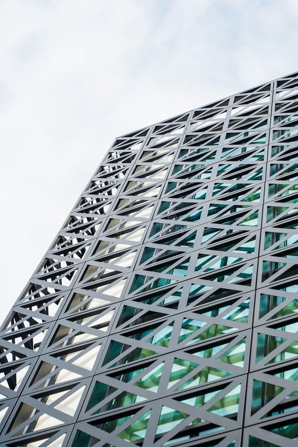The Facade of a Building. Metallic Texture. Photo with Blue Background ...
