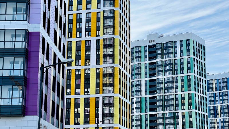 The Facade of the Building in Purple,geometric Patterns from Windows ...