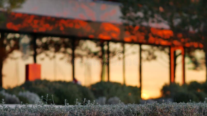 Facade of a Building in the Rays of the Sun at Sunset. Reflection of ...