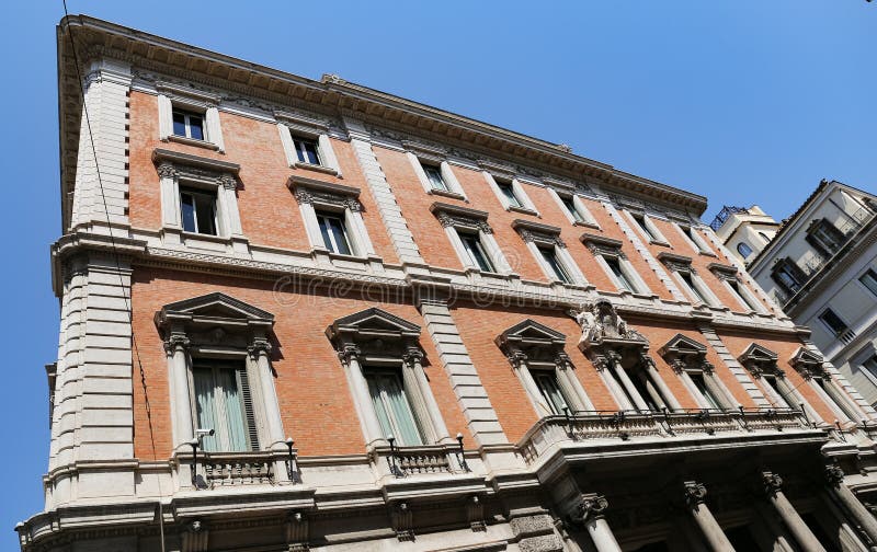 Facade of a Building in Rome, Italy Stock Photo - Image of building ...