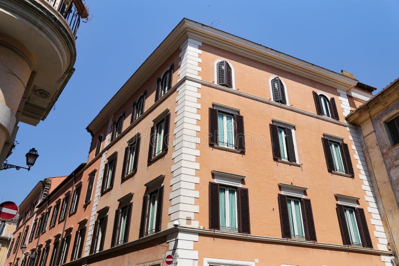 Facade of a Building in Rome, Italy Stock Image - Image of talia ...