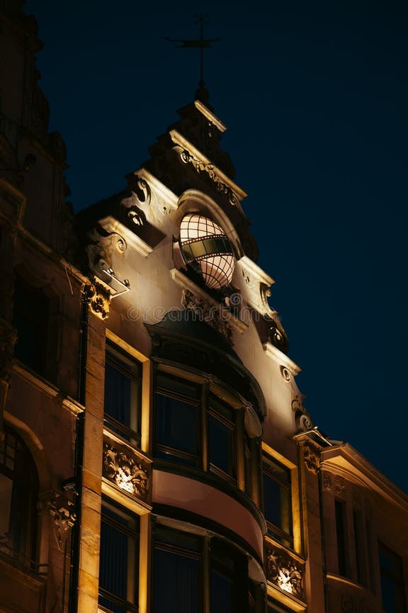 Facade of the Building, the Windows are Burning Stock Photo - Image of ...