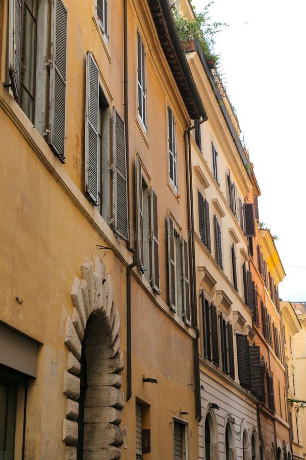 Facade of Buildings in Rome, Italy Stock Photo - Image of talia, rome ...