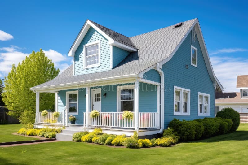 Facade of a Cape Cod Style Home with a Contrasting Colored Side Gable ...