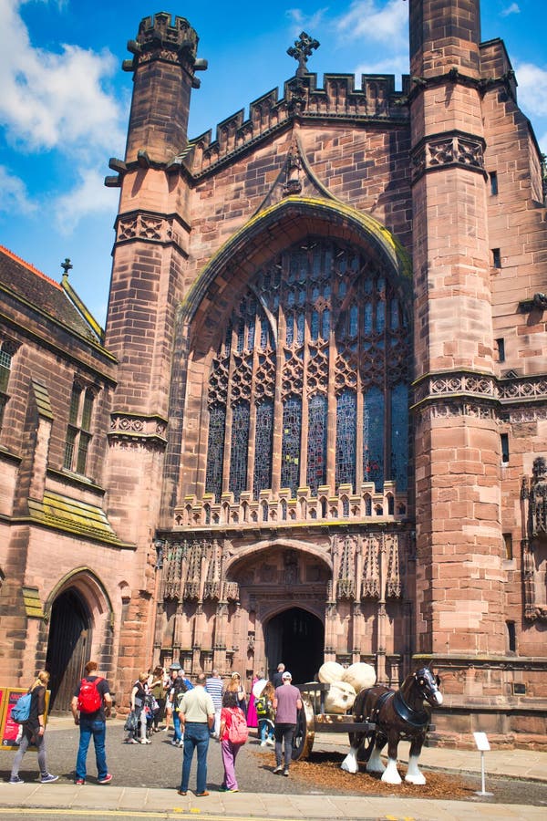 Main Facade of Chester Cathedral, Chester, England. Editorial ...