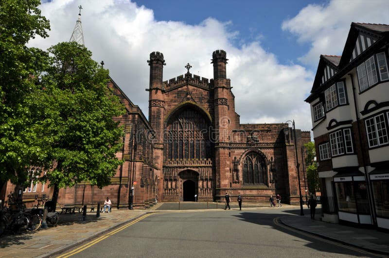 View of the Facade of Chester Cathedral, Chester, England. Editorial ...