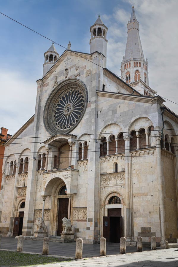 Facade of the Cathedral and the Tower in Modena, Italy Stock Photo ...