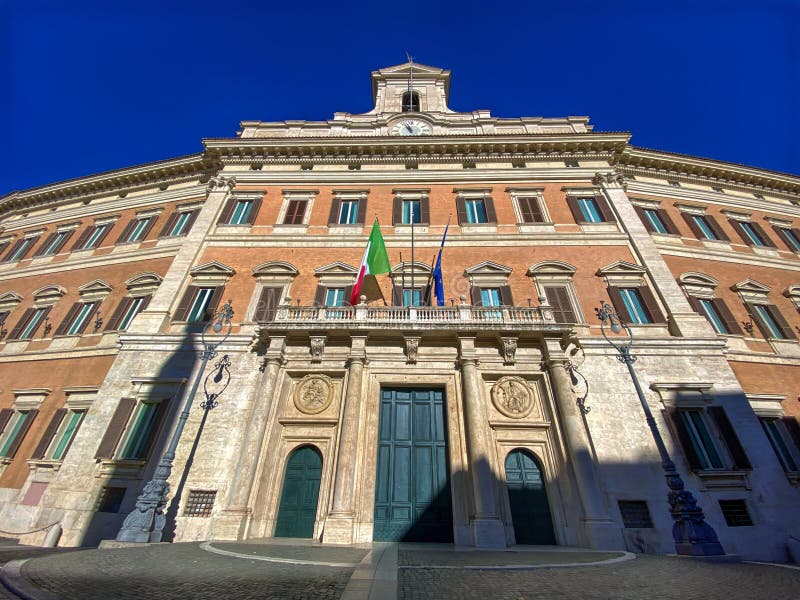 Facade of the Chamber of Deputies at Montecitorio Square, Rome Stock ...