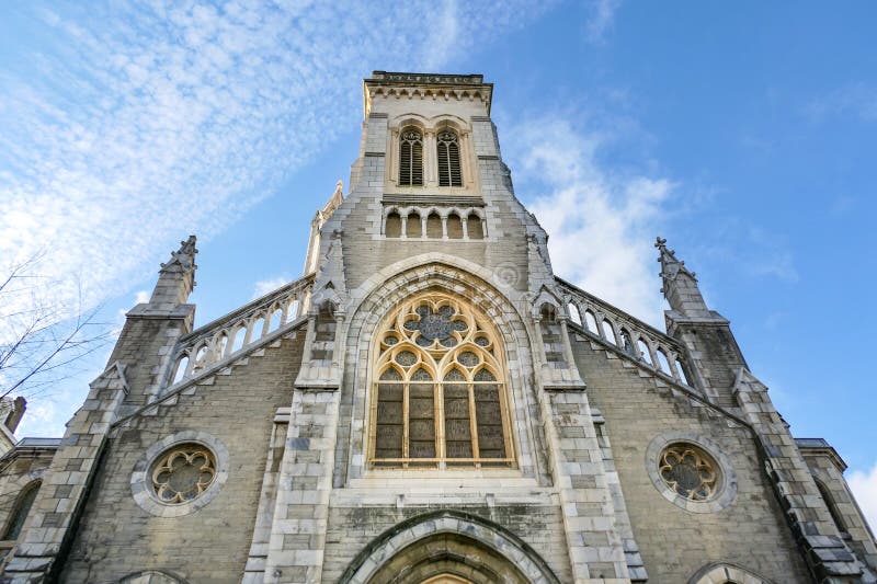 The Front Facade and Tower of the Basque Church Stock Image - Image of ...