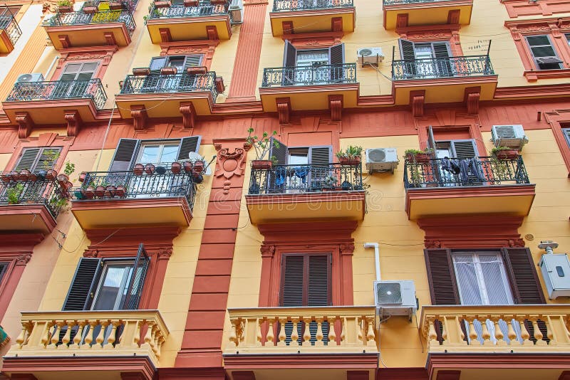 Facade of a Classic Building in the Historical Center of Naples Stock ...