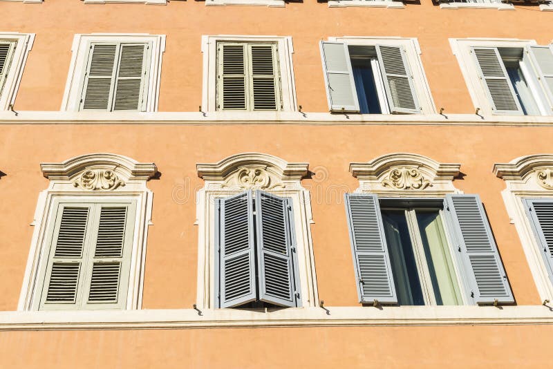 Facade of a Classical Building in Rome, Italy Stock Photo - Image of ...