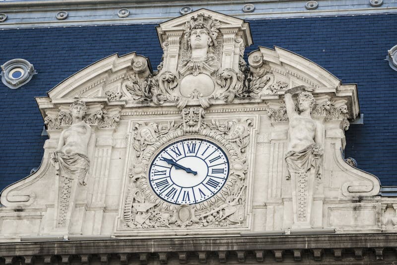 Facade and Clock of the Medieval Saint Peters Church in Leuven, Stock ...