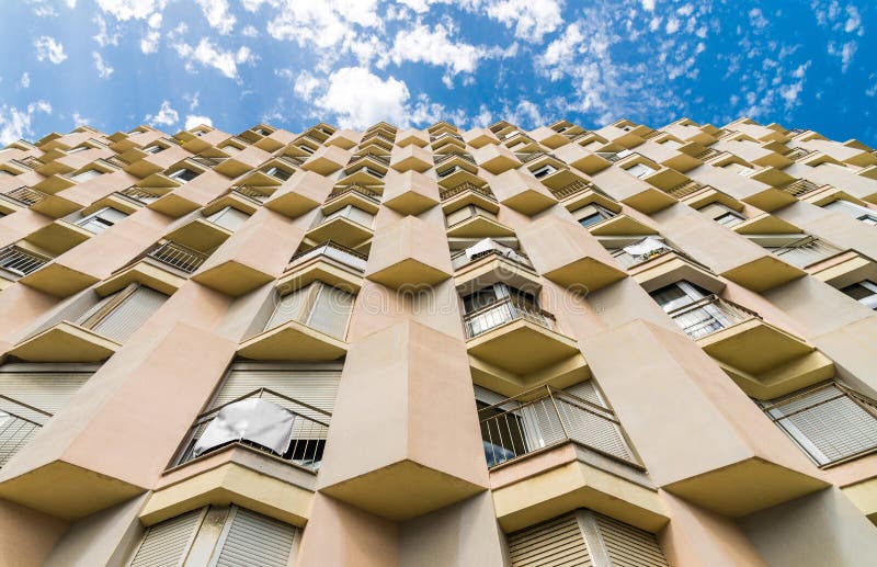 Facade of a Colorful Modern Architecture Building. Stock Photo - Image ...