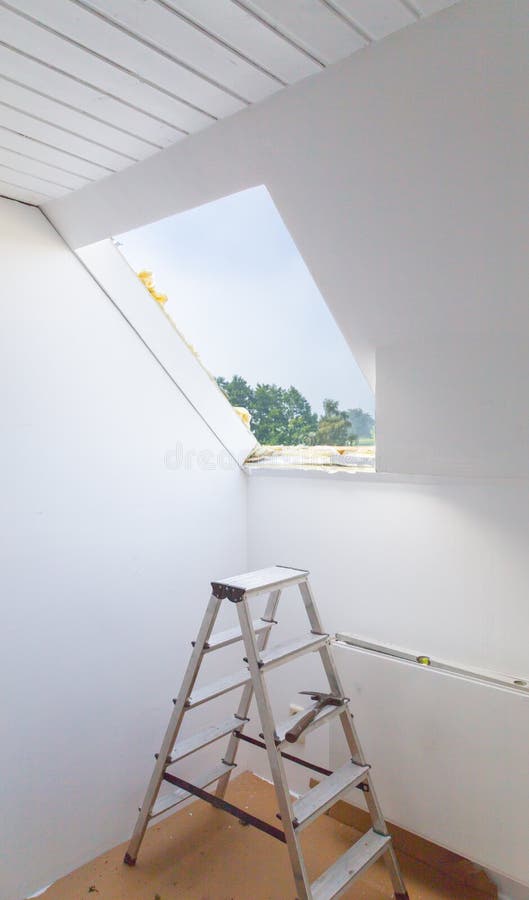 Facade with Converted Attic Windows from the Inside Stock Image - Image ...