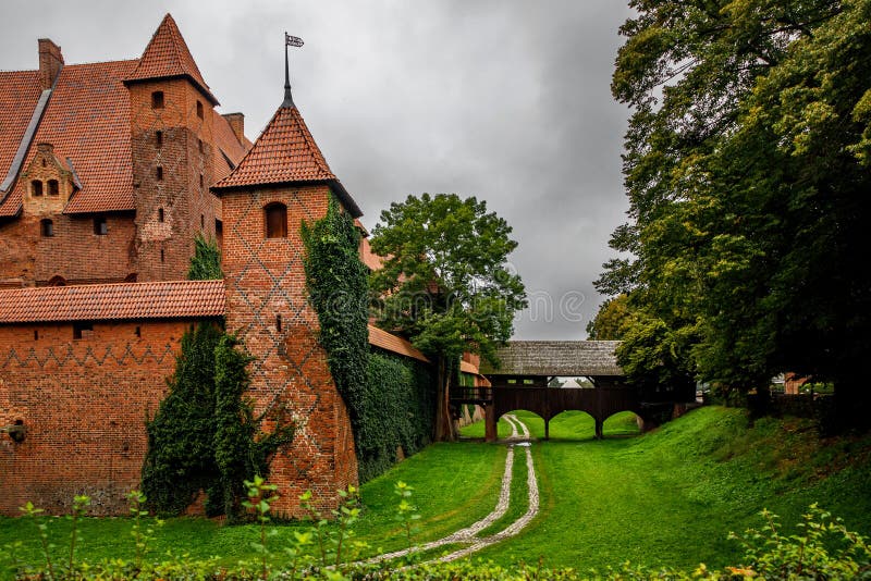 Facade and Courtyard of Old Medieval Castle Stock Photo - Image of ...